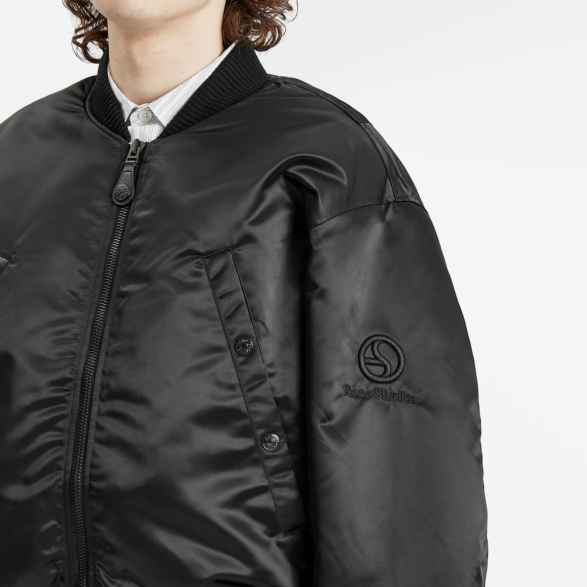 Acne Studios Men's Oliev Technical Duchesse Bomber Jacket in Black Acne Studios