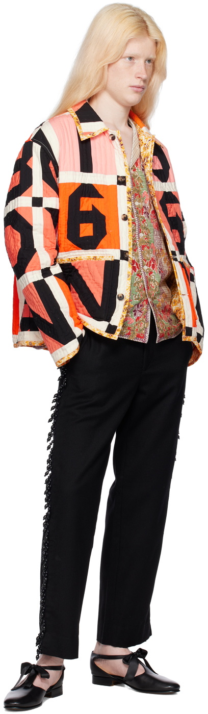 Bode Orange Letter Block Quilt Jacket Bode