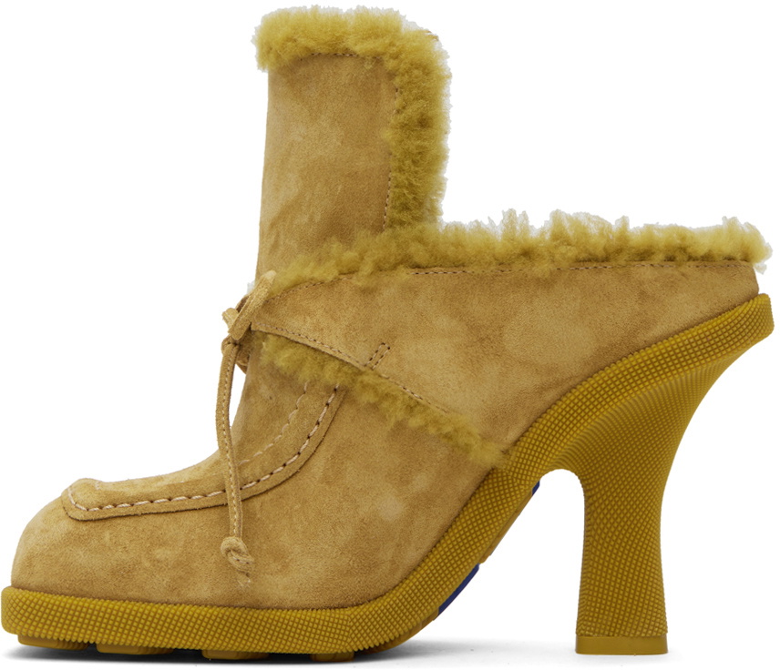 Burberry Yellow Shearling Highland Mules Burberry
