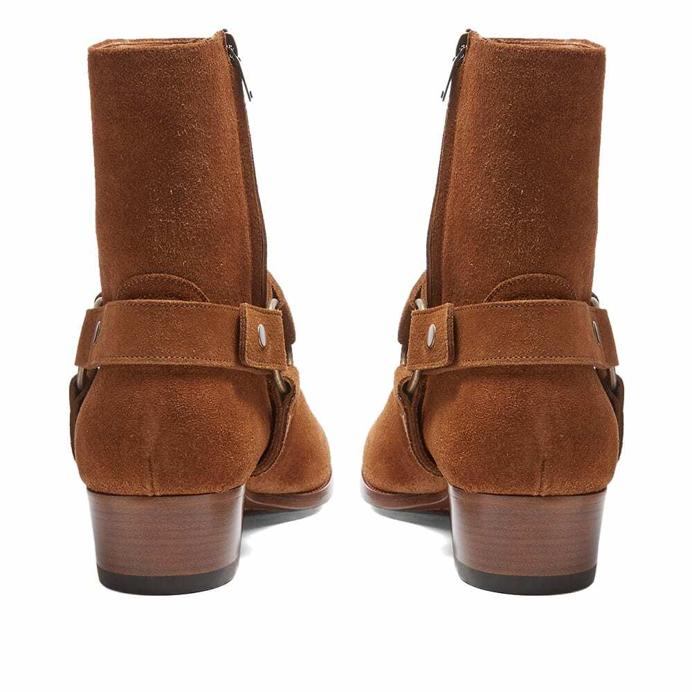 Saint Laurent Men's Wyatt Harness Suede Boot in Light Brown Saint Laurent
