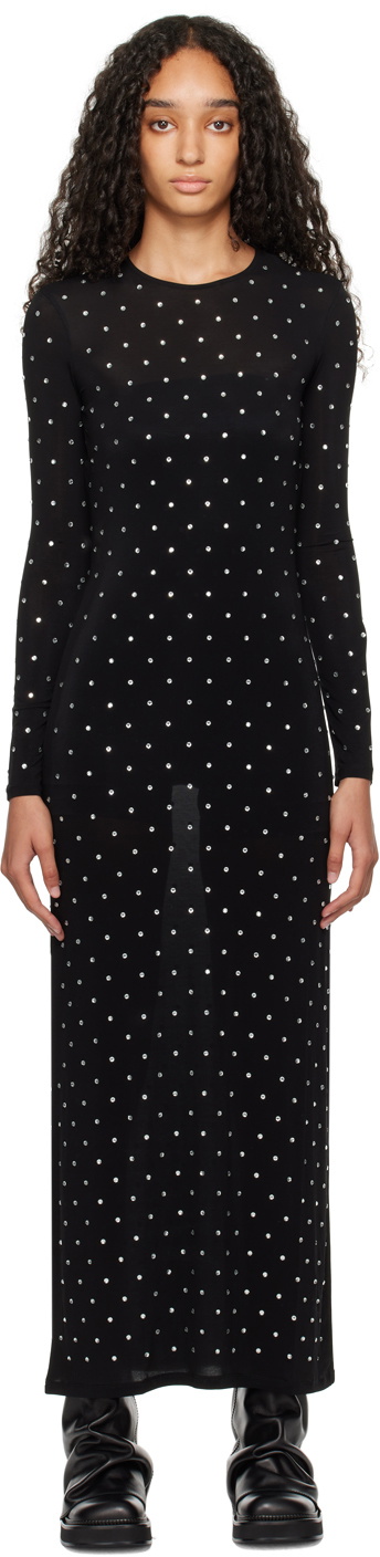 Rabanne Black Crystal-Embellished Maxi Dress Paco Rabanne