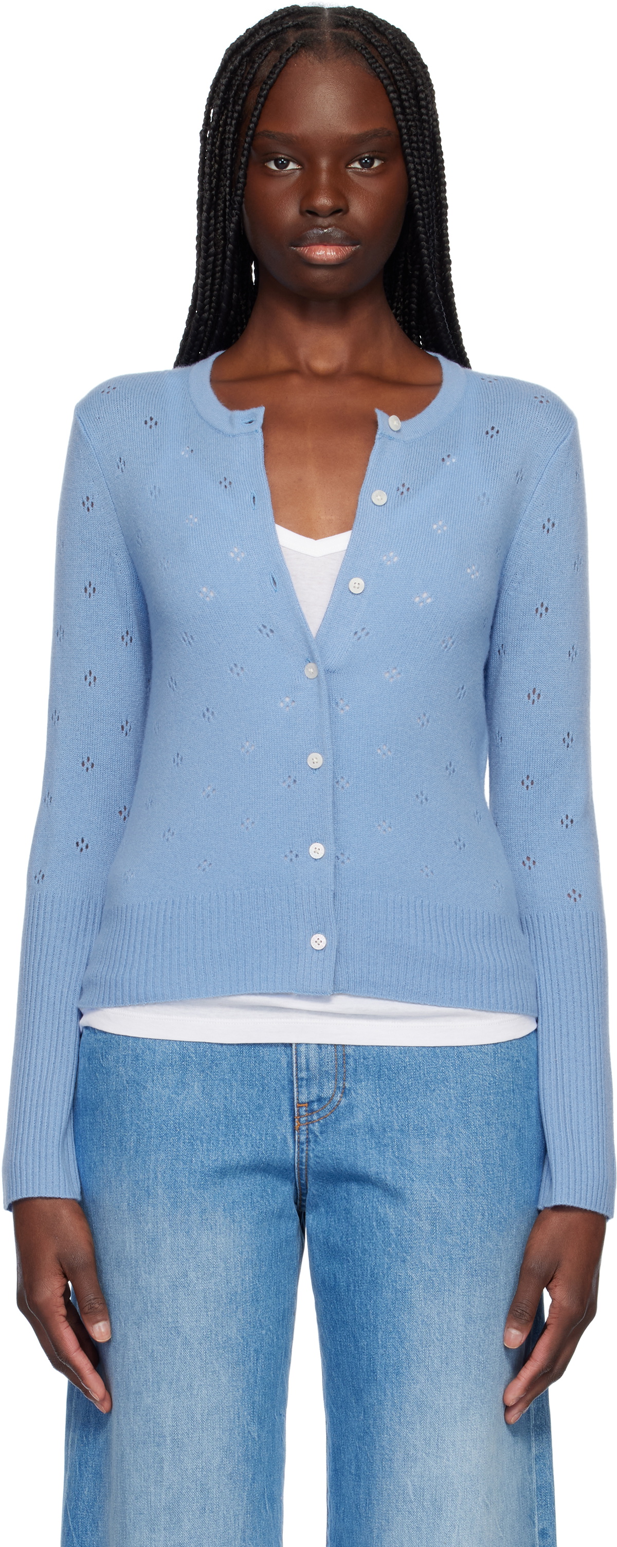 Guest in Residence Blue Jane Pointelle Cardigan Guest in Residence