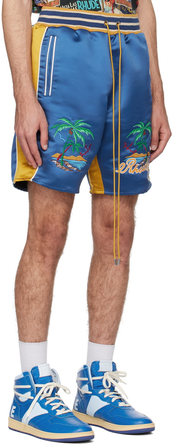 Rhude Blue & Yellow Souvenir Shorts Rhude