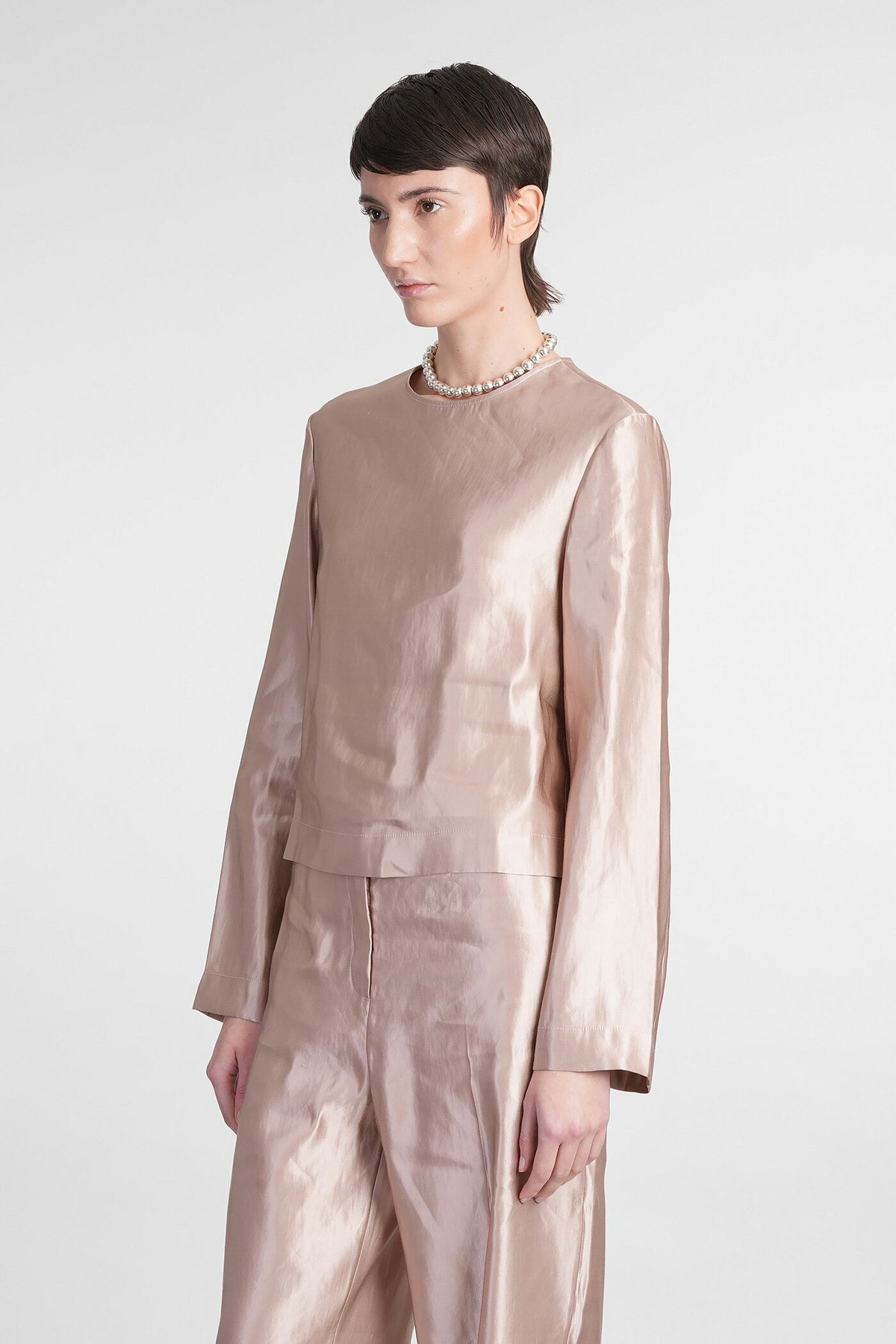 Loulou Studio Nino Blouse In Rose-pink Linen Loulou Studio