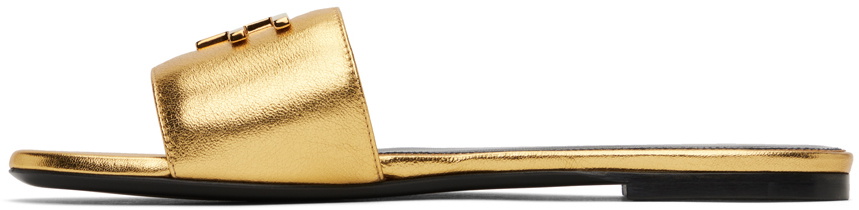 TOM FORD Gold Metallic Slides TOM FORD