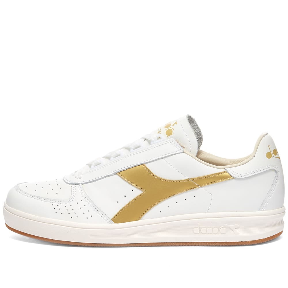 Diadora Men's B.Elite H Italy Sport Sneakers in White/Gold Diadora