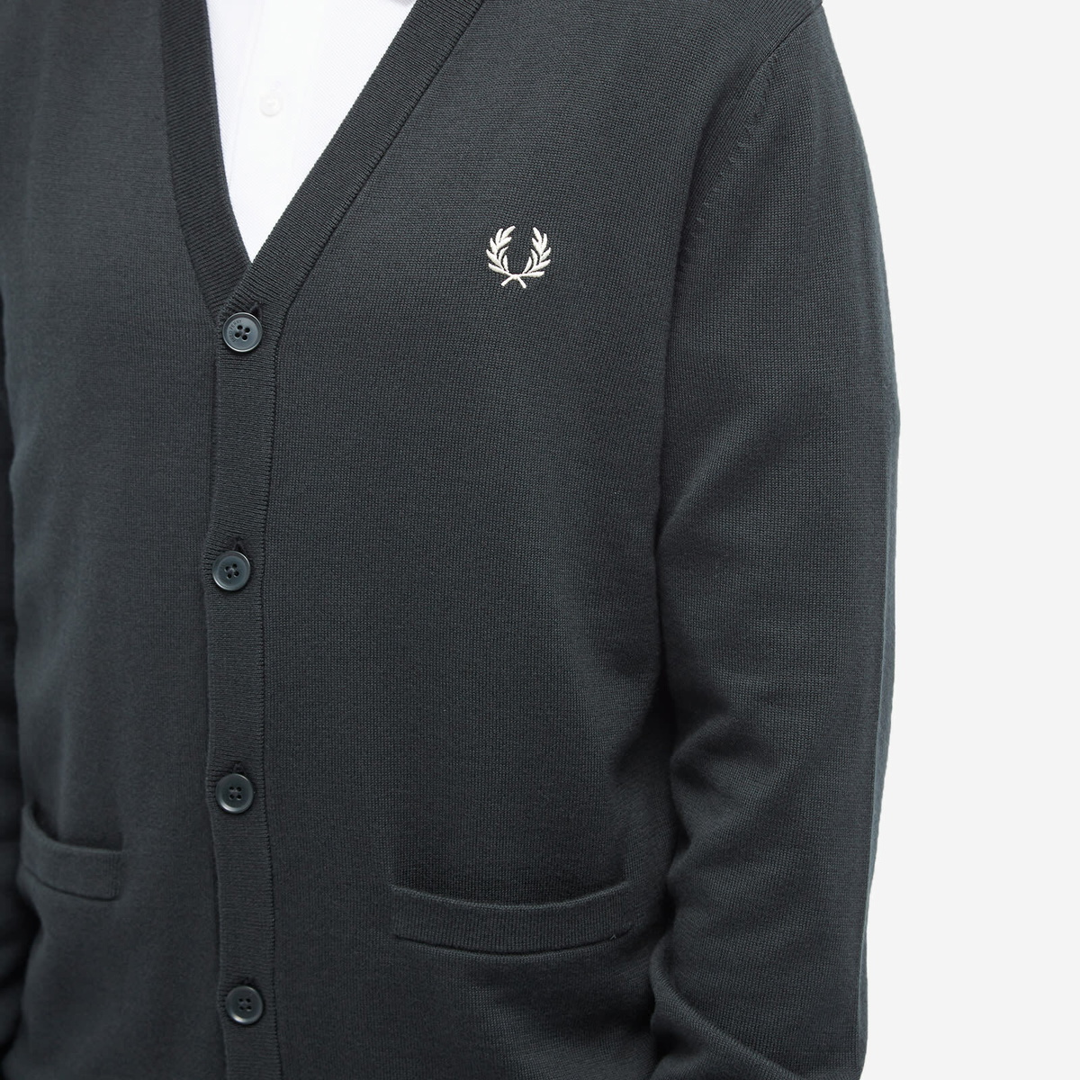 Fred Perry Men's Merino Cardigan in Night Green Fred Perry