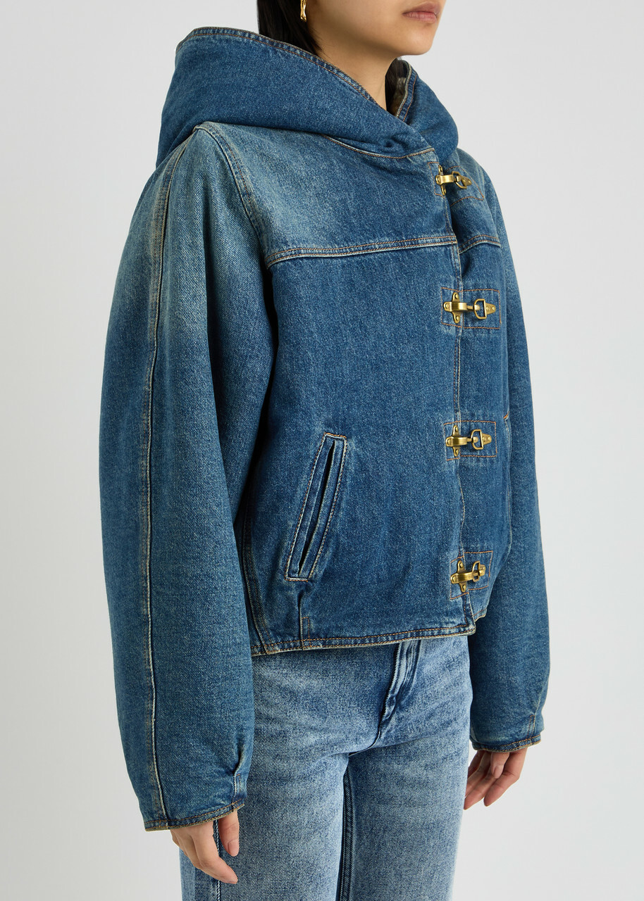 Isabel Marant Biane Hooded Denim Coat Blue Isabel Marant