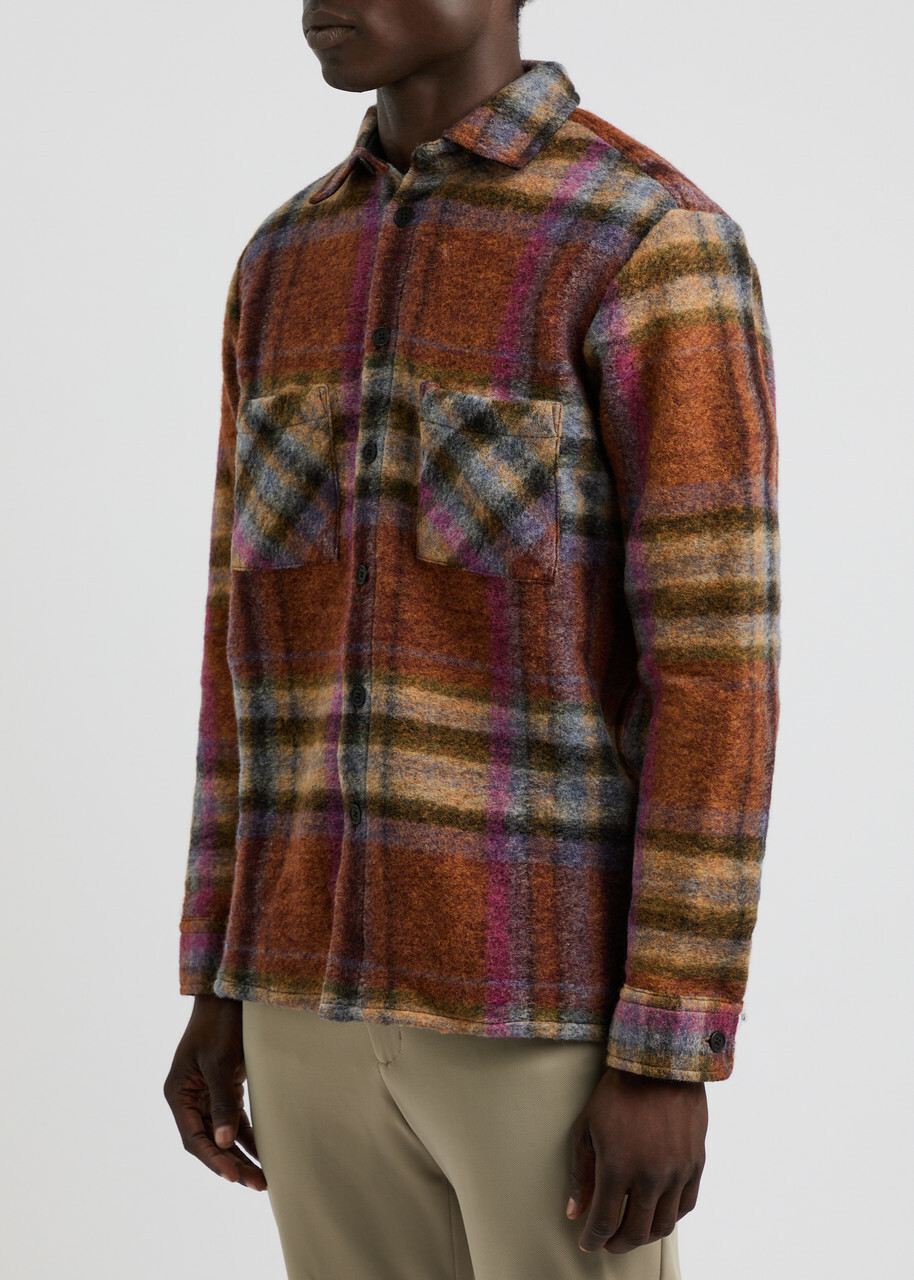 Wax London Whiting Checked Wool-blend Overshirt Multicoloured Wax London