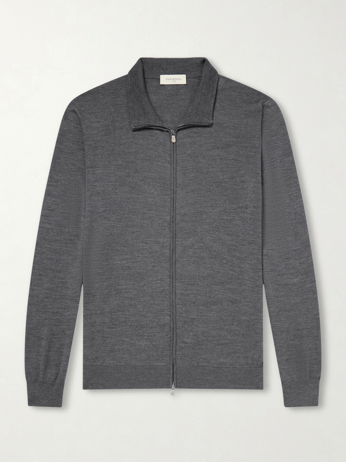 PIACENZA 1733 - Slim-Fit Virgin Wool Zip-Up Cardigan - Gray Piacenza ...