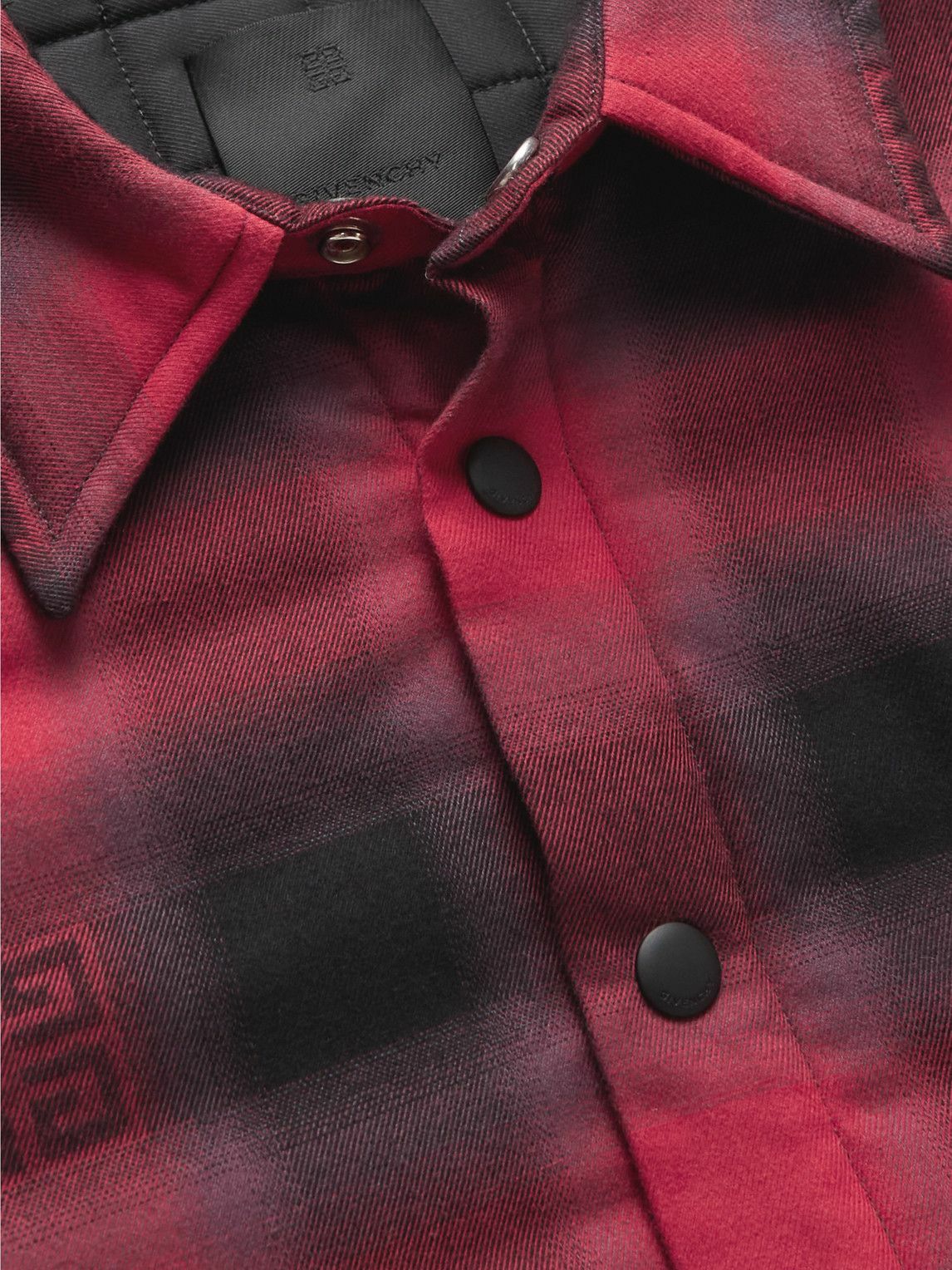 Givenchy - Logo-Print Quilted Checked Wool-Flannel Overshirt - Red Givenchy