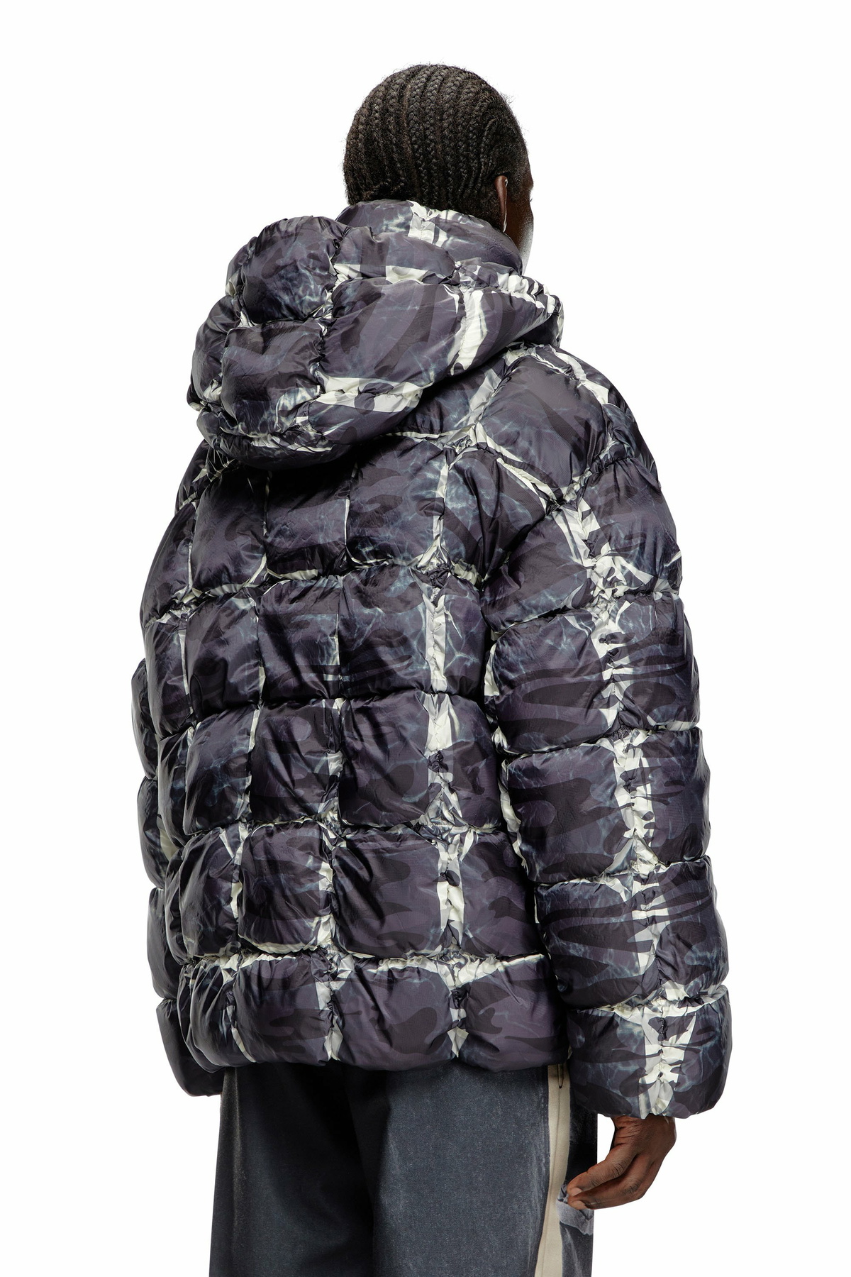 Diesel Hooded puffer jacket with camo print - Winter Jackets Mens in ...