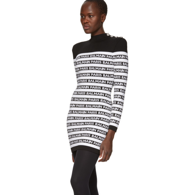 Balmain Black and White Logo Dress Balmain