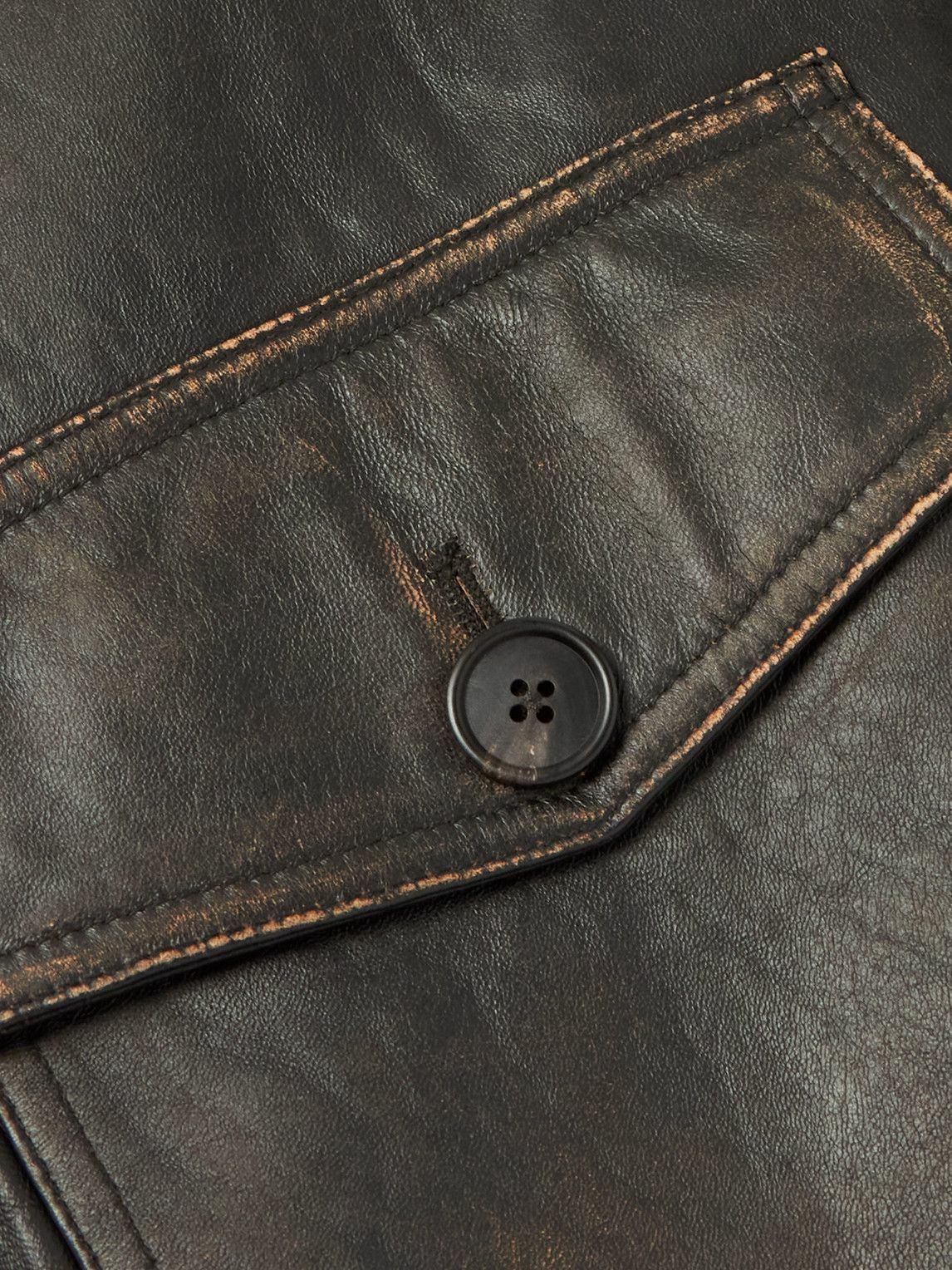 The Row - Herzog Shearling-Trimmed Leather Jacket - Black The Row