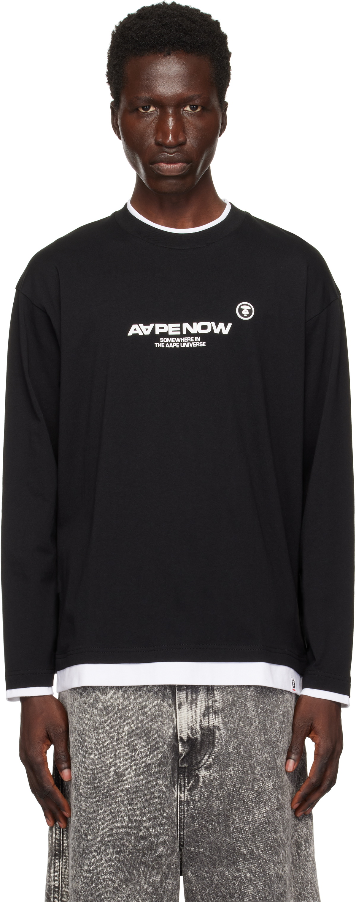 AAPE by A Bathing Ape Black 'AAPE Now' T-shirt AAPE by A Bathing Ape