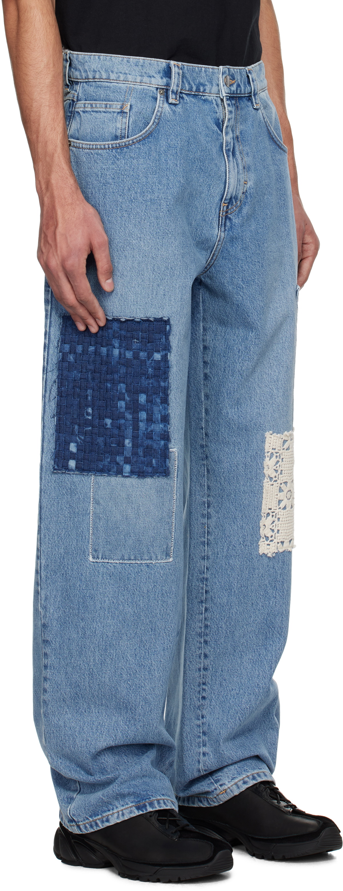 Axel Arigato Blue Patchwork Relaxed Jeans Axel Arigato