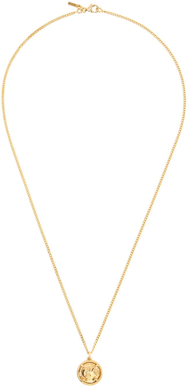 Emanuele Bicocchi Gold Large Caesar Coin Pendant Necklace Emanuele Bicocchi