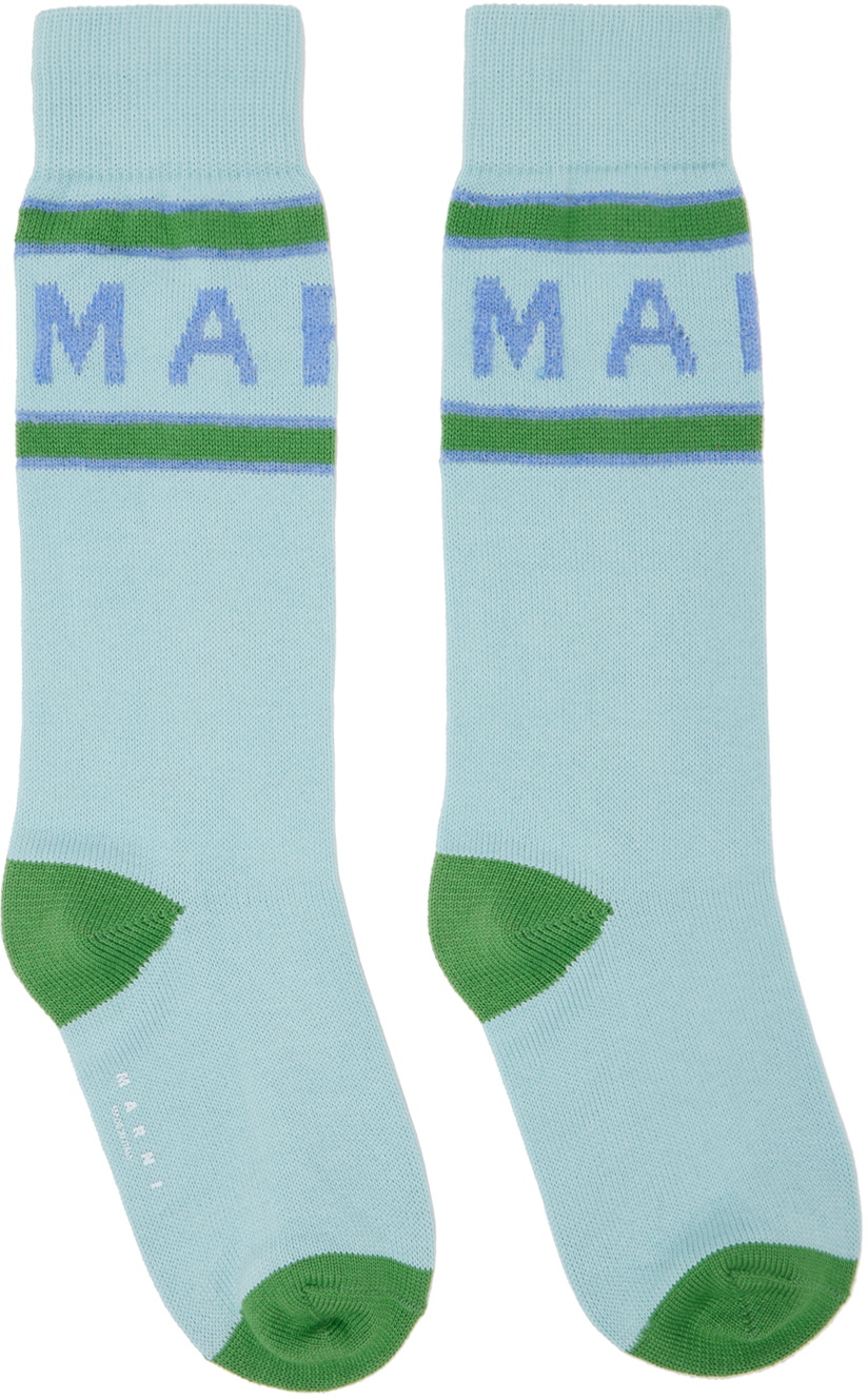 Marni Blue Mohair Logo Socks Marni