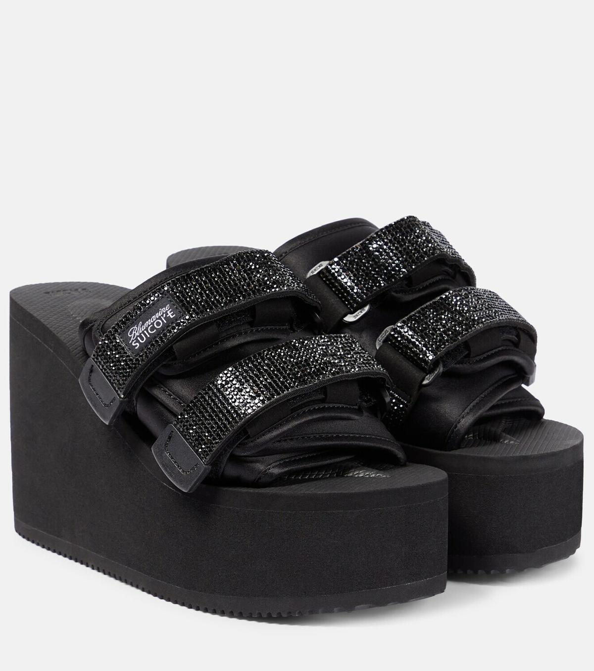 Blumarine X Suicoke Moto embellished platform slides Blumarine