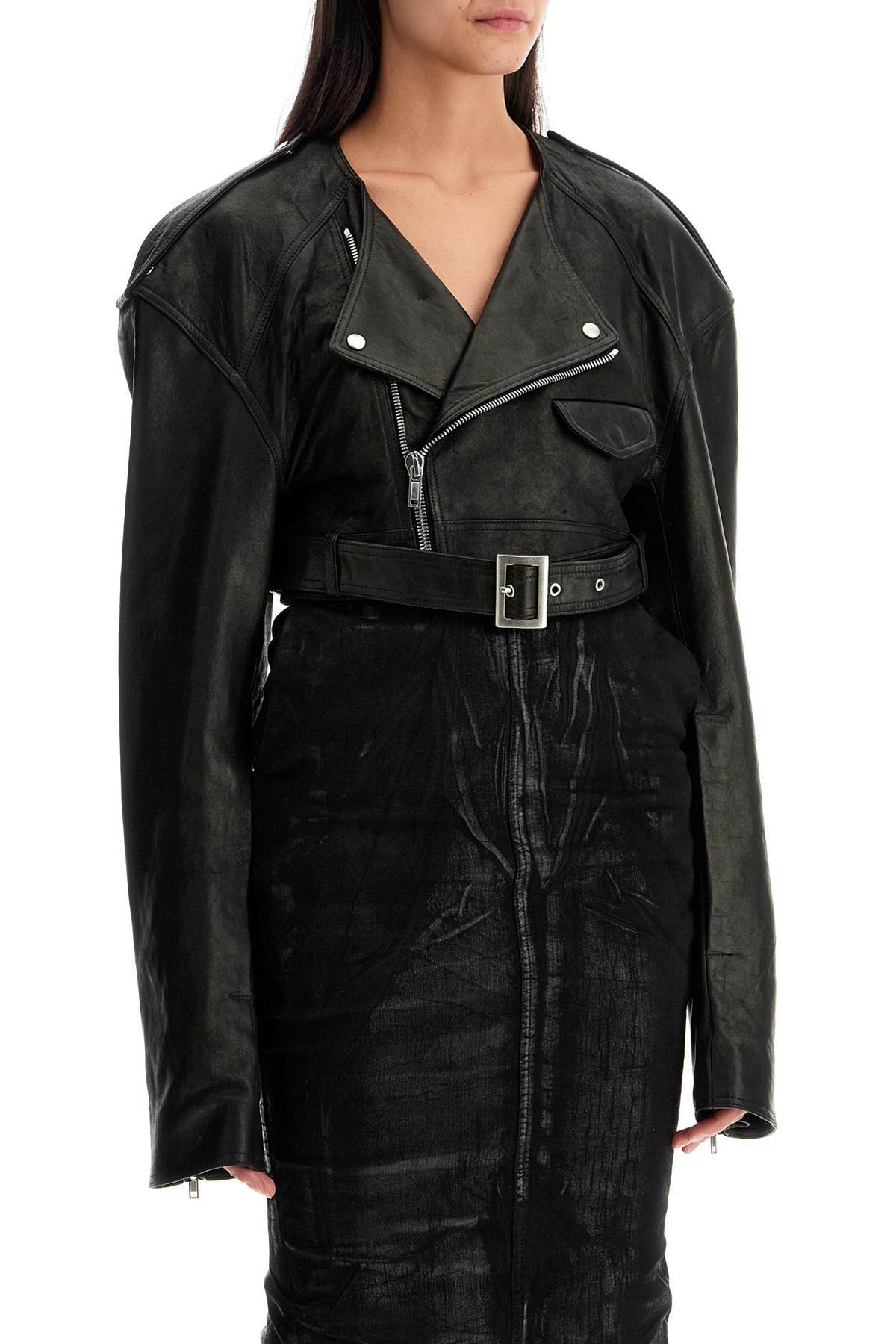 RICK OWENS micro biker nappa jacket in Black Rick Owens