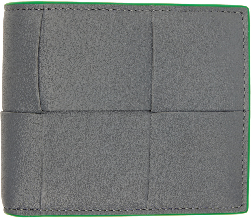 Bottega Veneta Gray & Green Bi-Fold Wallet Bottega Veneta