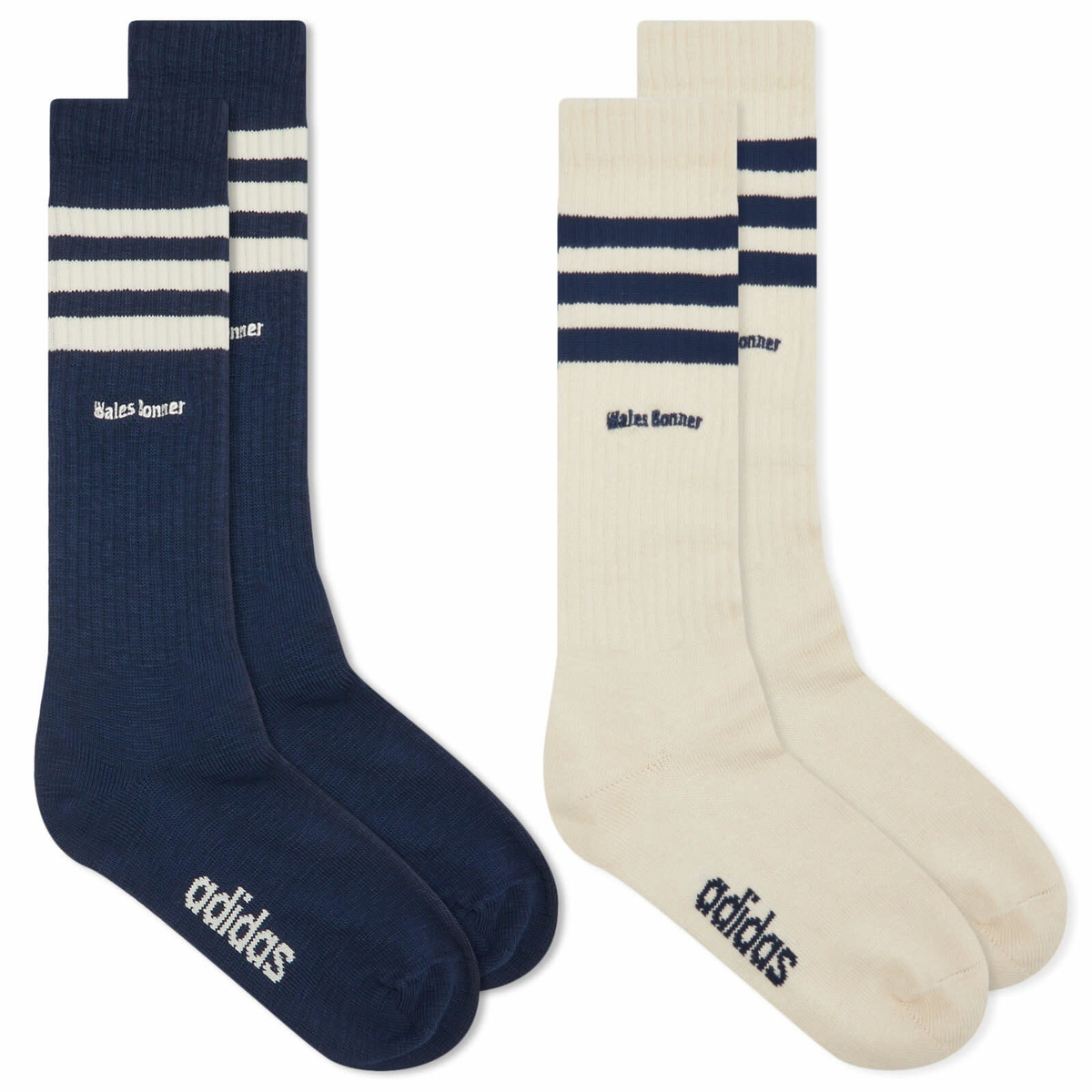 Adidas x Wales Bonner Three Stripe Sock in Wonder White/Navy adidas
