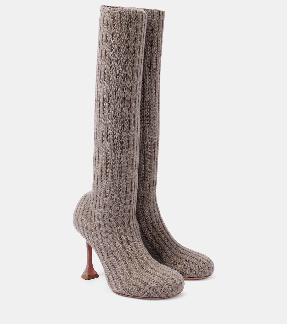 Amina Muaddi Veneda 95 stretch ribbed-knit knee boots Amina Muaddi