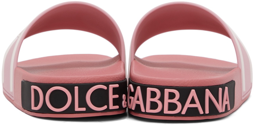 Dolce & Gabbana Pink 'I Love D&G' Slides Dolce & Gabbana