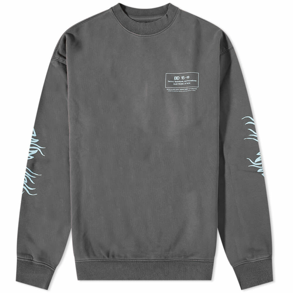 Brain Dead Men's Electronic Attack Crew Sweat in Grey Brain Dead