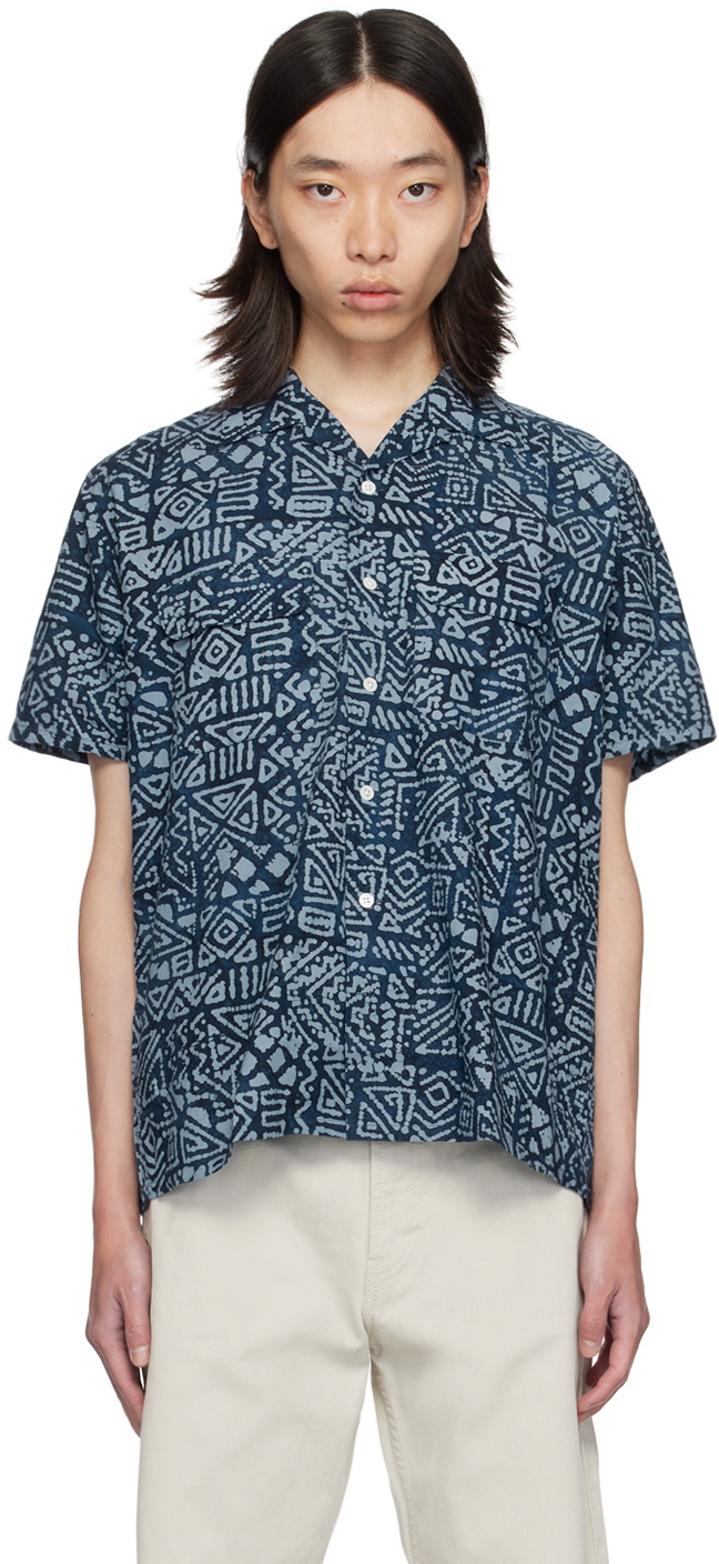 BEAMS PLUS Blue Batik Print Shirt Beams Plus