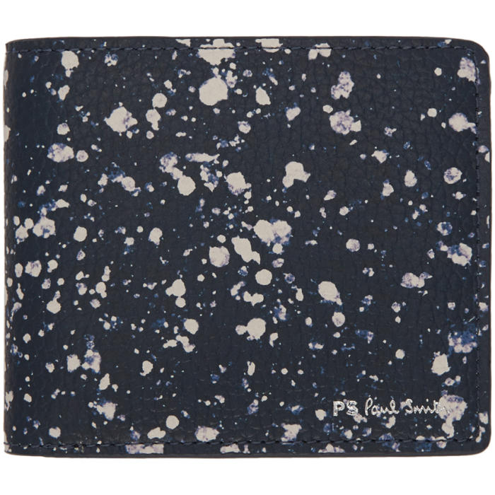 PS by Paul Smith Blue Splatter Bleach Bifold Wallet PS by Paul Smith