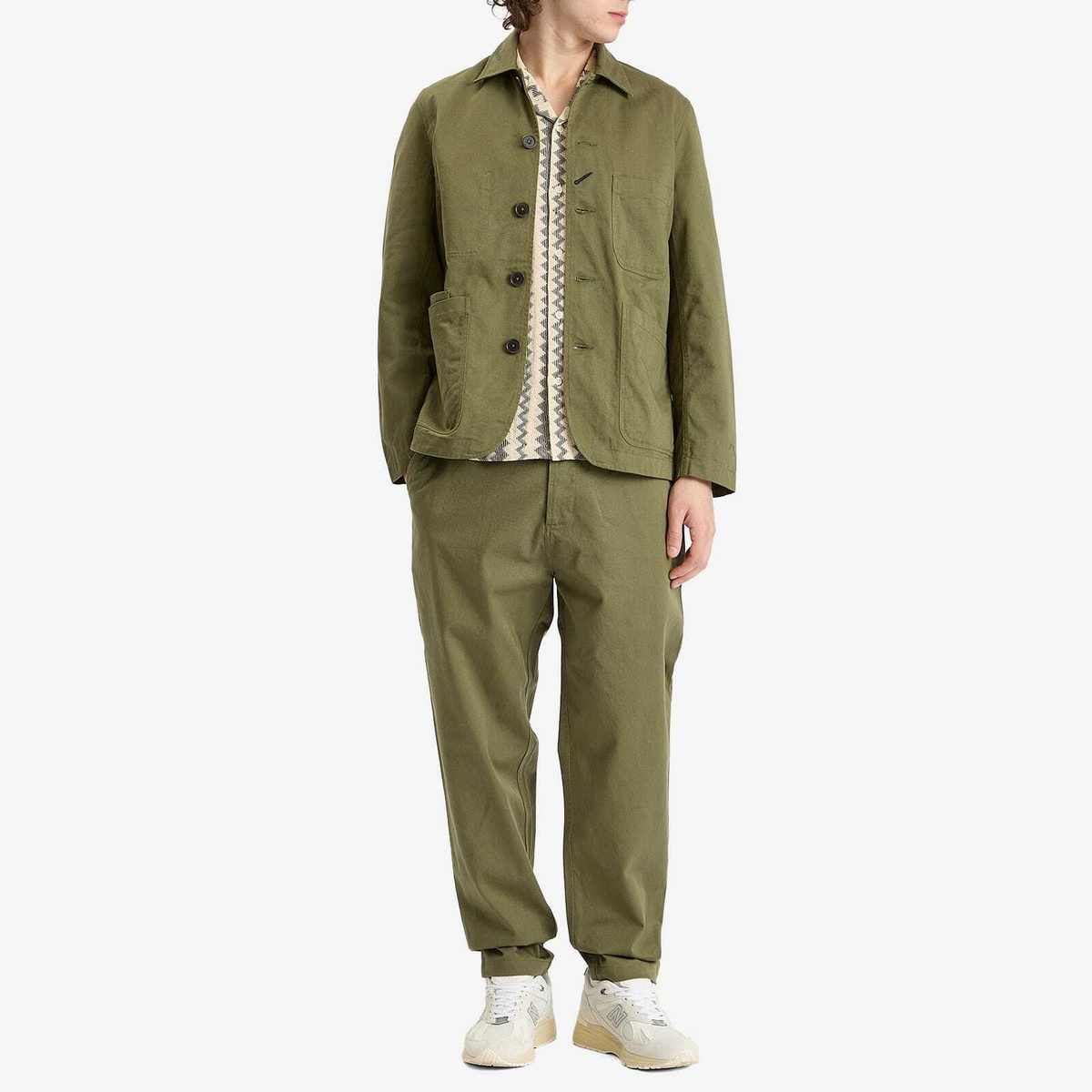 Universal Works Men's Bakers Jacket in Light Olive Universal Works