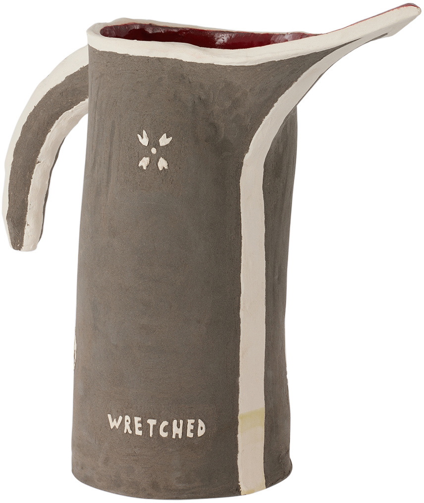 Wretched Flowers Black Large Pitcher