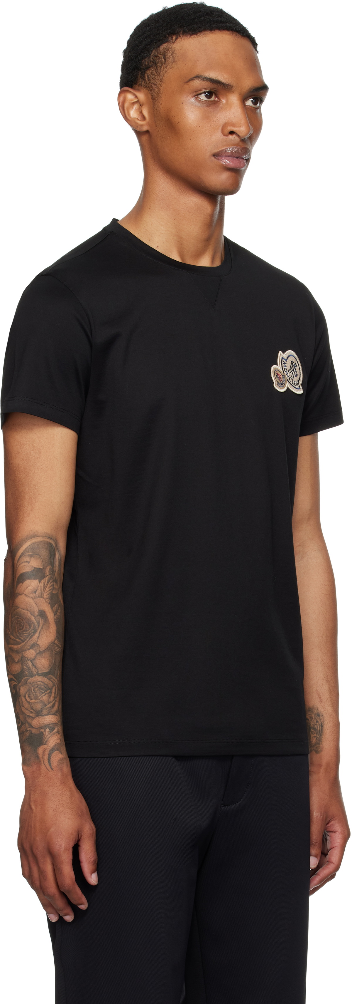 Moncler Black Double Logo Patch Cotton T-shirt Moncler