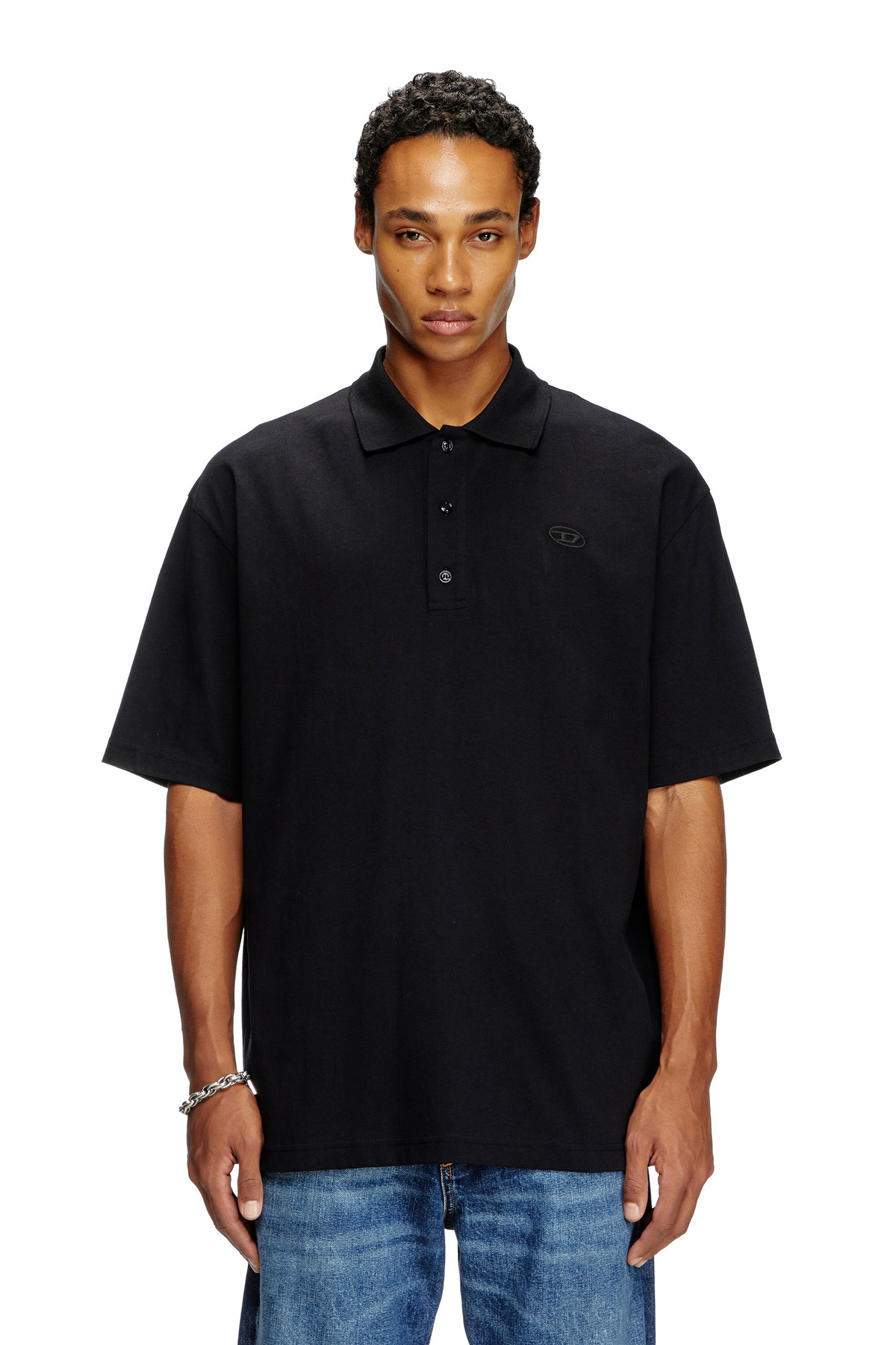 Diesel Polo shirt with maxi oval D embroidery - Polos Mens in Black Diesel
