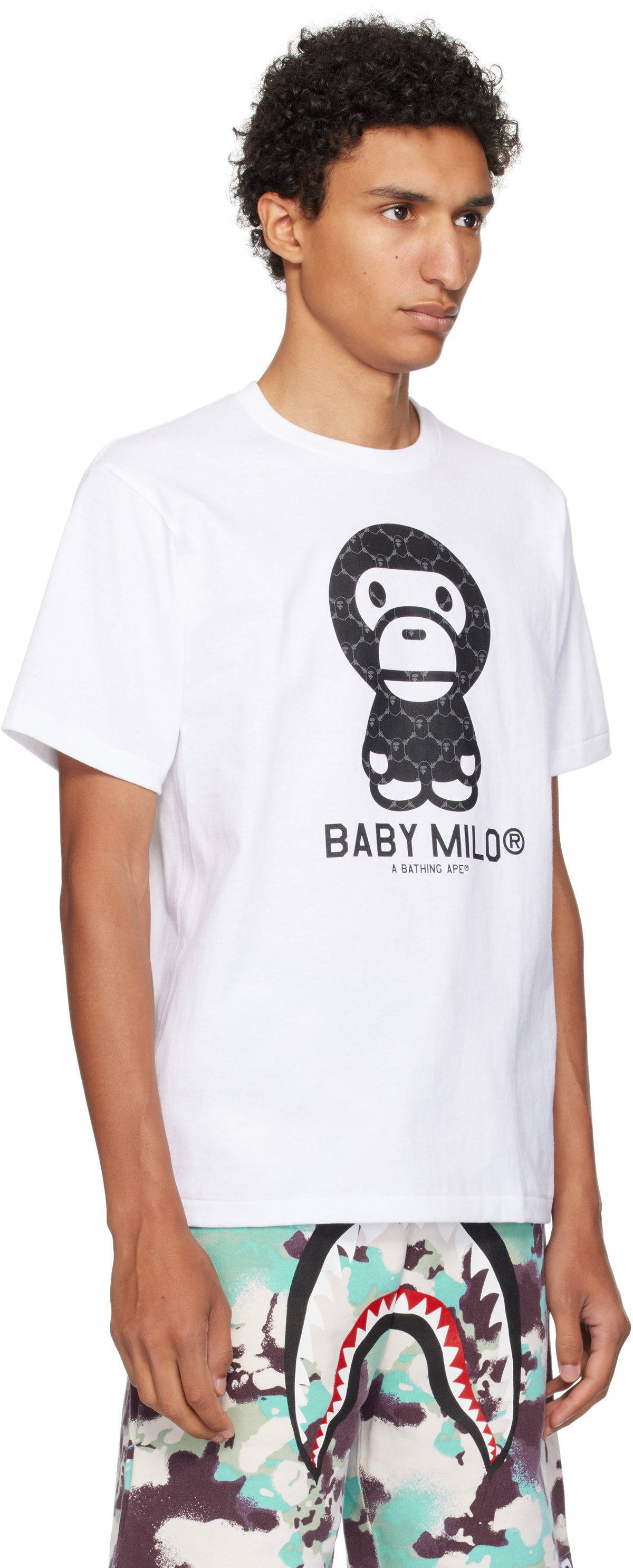 BAPE White College Monogram Baby Milo T-shirt A Bathing Ape