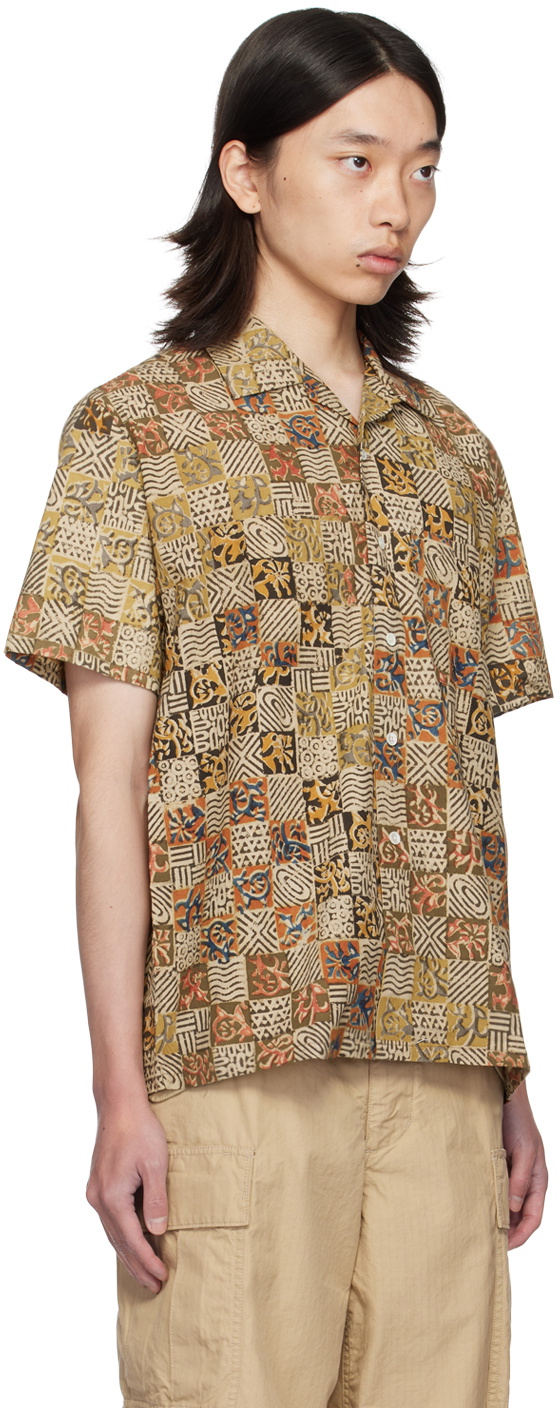 BEAMS PLUS Brown Block Print Shirt Beams Plus