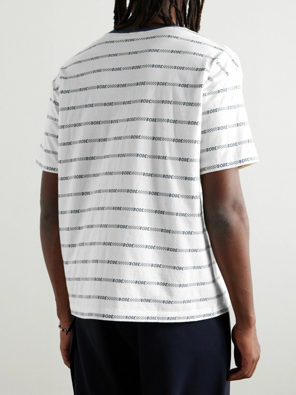 BODE - Logo-Jacquard Cotton-Jersey T-Shirt - White Bode