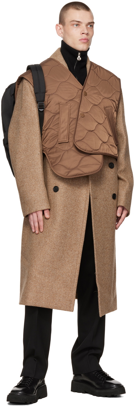 Solid Homme Brown Quilted Vest Solid Homme