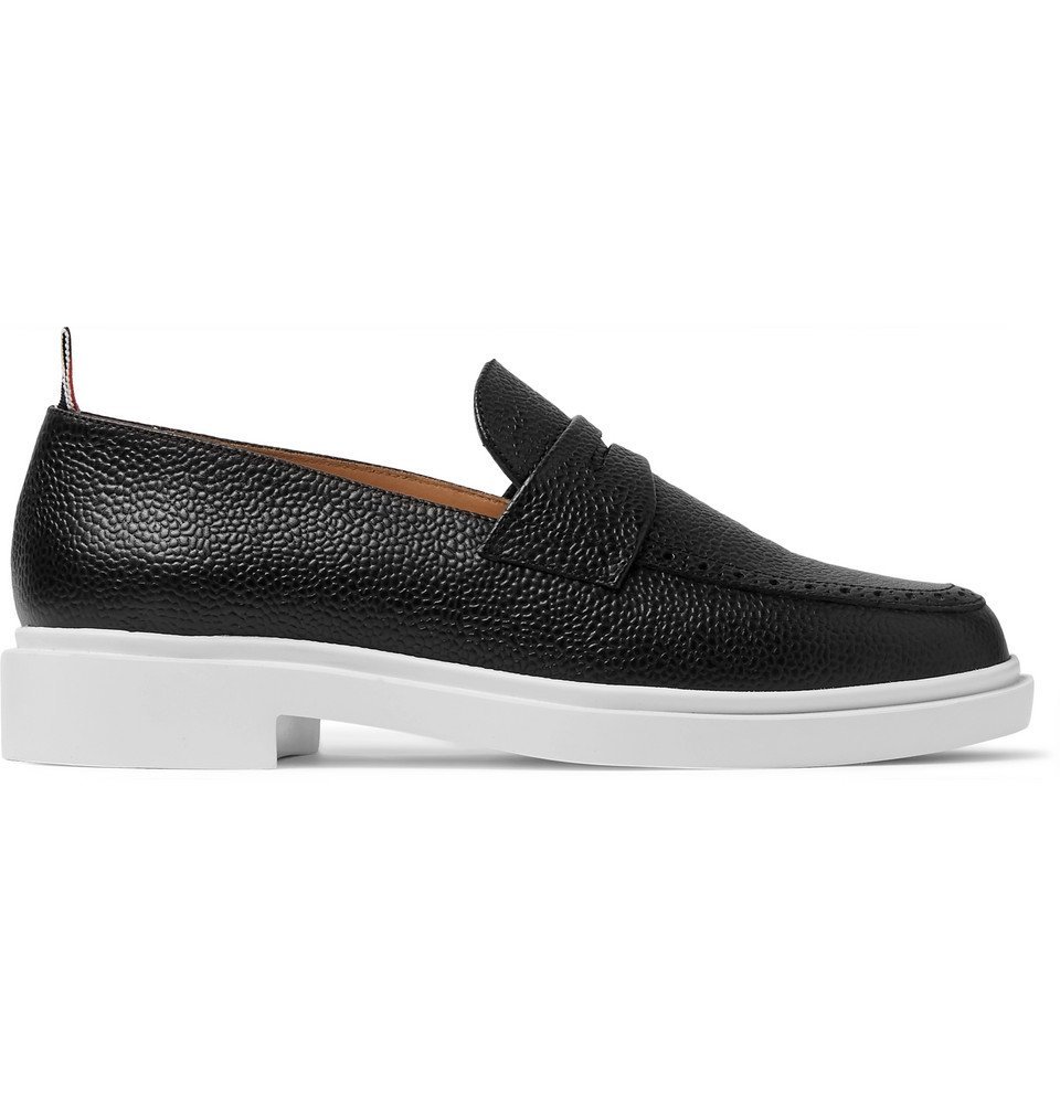 Thom Browne - Pebble-Grain Leather Penny Loafers - Men - Black Thom Browne
