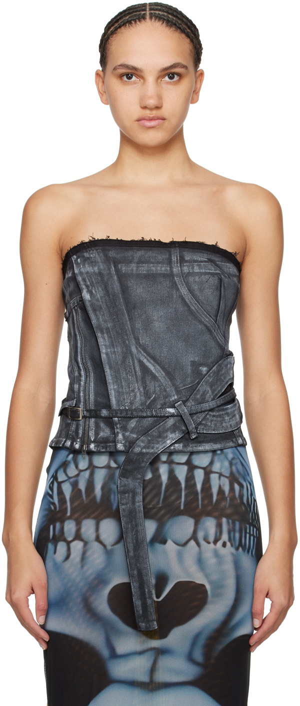 Ottolinger Black Zip Denim Top Ottolinger