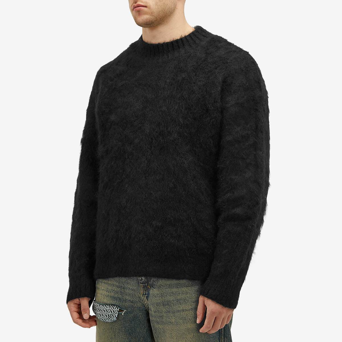 Represent Men's Alpaca Cable Knit in Jet Black Represent