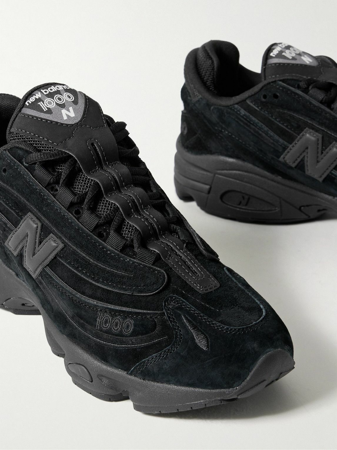 New Balance - M1000 Logo-Appliquéd Mesh and Leather-Trimmed Suede ...