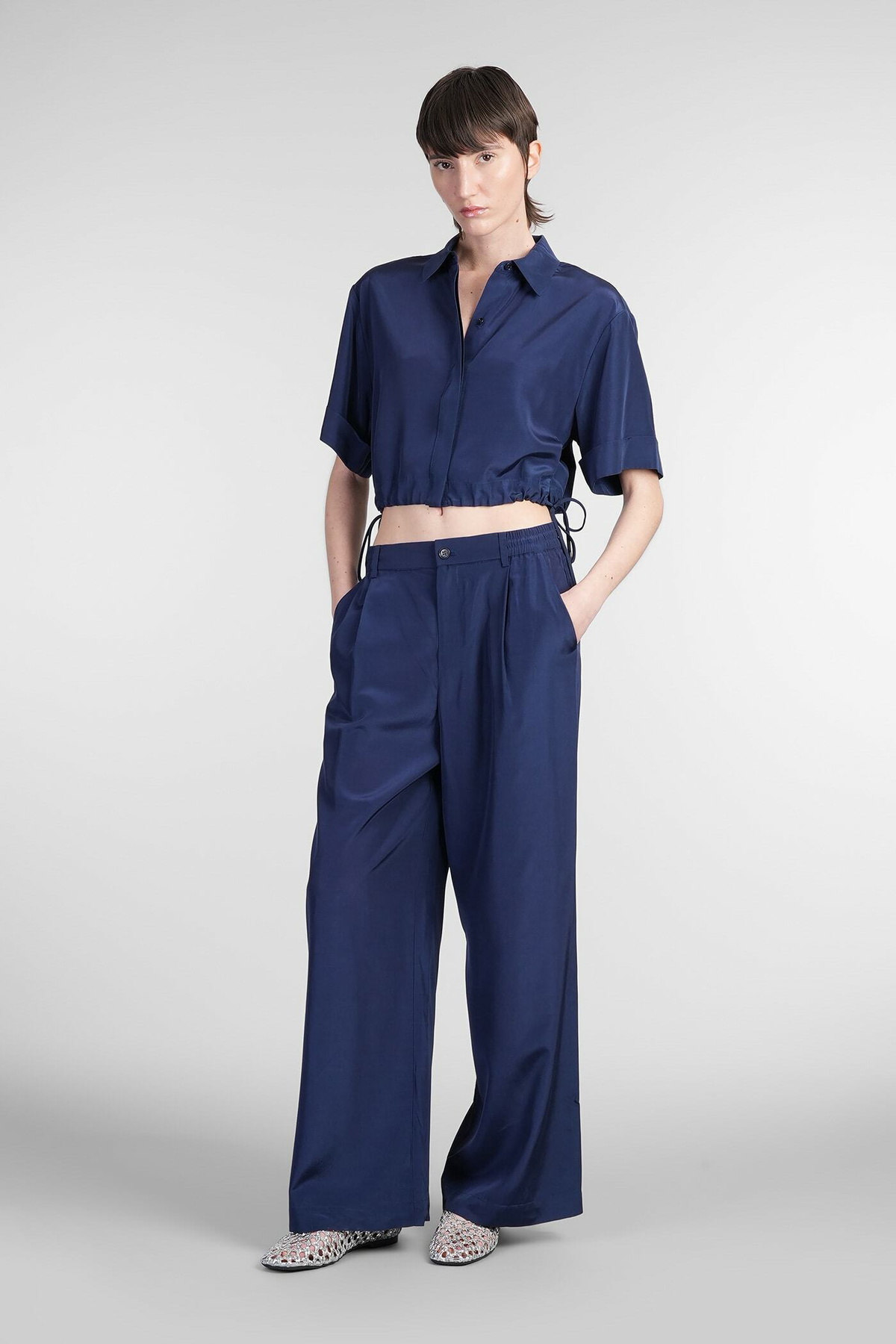 Simkhai Ryett Shirt In Blue Acetate Simkhai