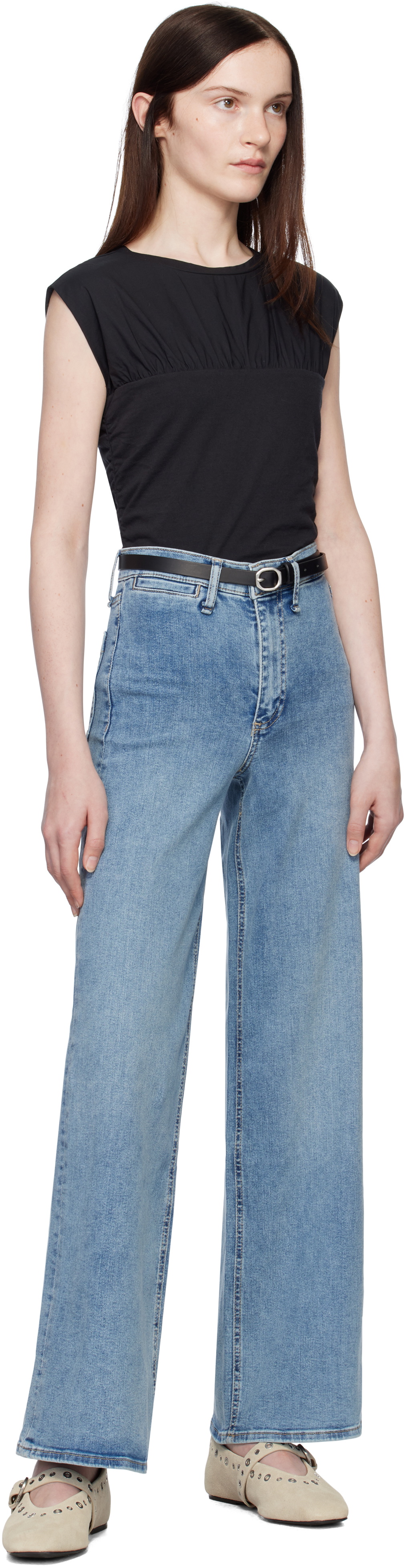 rag & bone Black Leather Baby Audrey Belt Rag and Bone