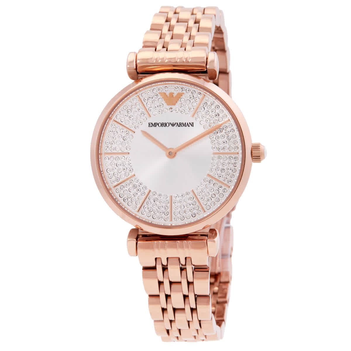 Emporio Armani Gianni T-bar Quartz Crystal Silver Dial Ladies Watch ...