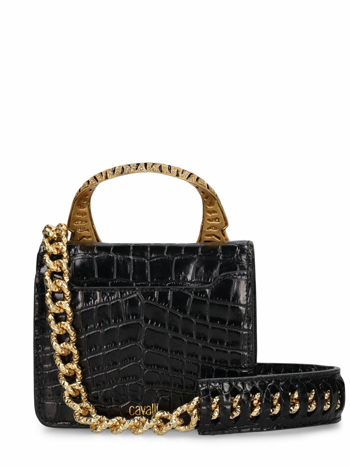 ROBERTO CAVALLI Small Roar Croc Embossed Bag Roberto Cavalli ROBERTO CAVALLI Small Roar Croc Embossed Bag Roberto Cavalli