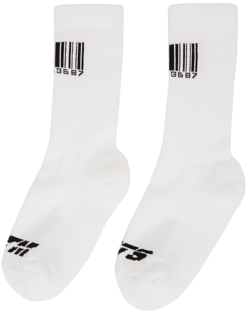 VTMNTS White Barcode Socks VTMNTS