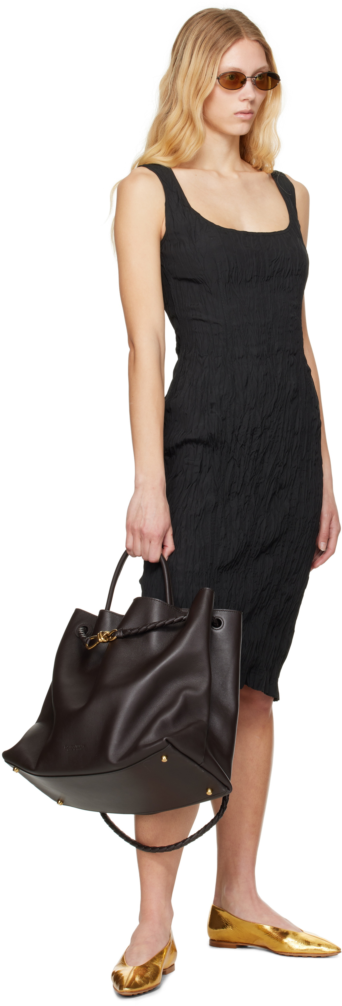 Bottega Veneta Gold Sofia Ballerina Flats Bottega Veneta