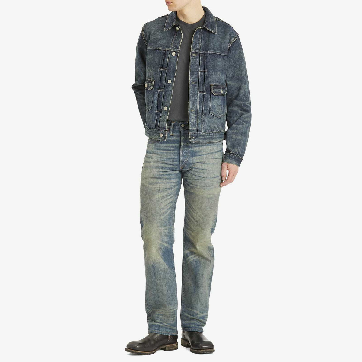 RRL Men's Straight Leg Selvedge Jeans in Milner Wash RRL